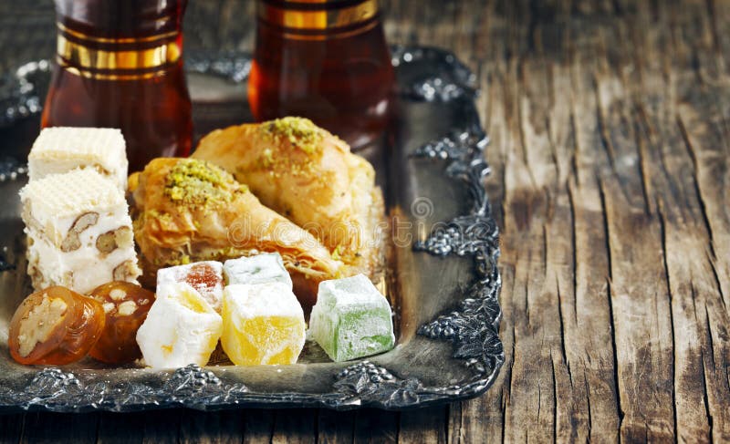 Turkish sweets. stock photo. Image of plate, lokum, sweet - 63032312