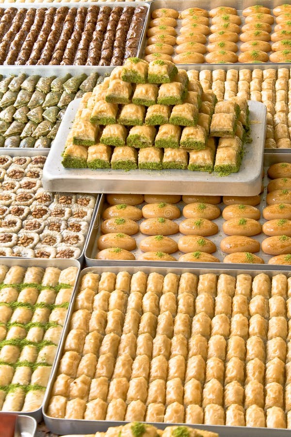 Turkish sweets on plates stock photo. Image of appetite - 134020006