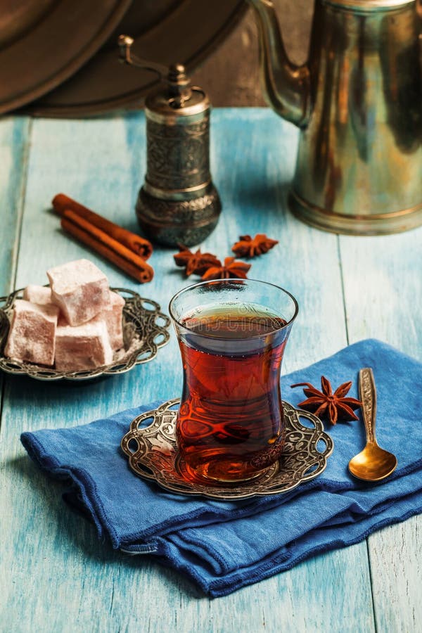 Turkish Tea with Authentic Glass Cup Stock Image - Image of east ...