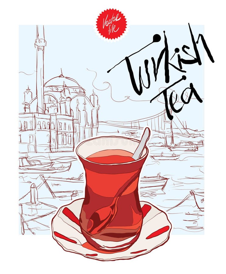 Turkish tea stock illustration. Illustration of drawing - 104263740
