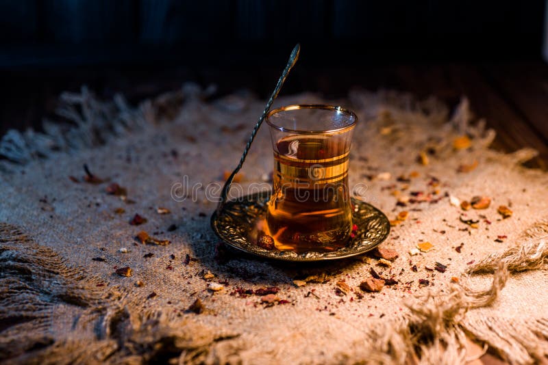 Turkish Tea with Oriental Spices in Warm Home Light Stock Image - Image ...