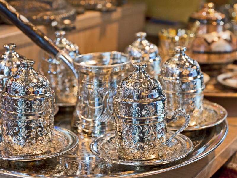 Turkish Tea Set at a Market Stall Stock Photo - Image of souvenir ...