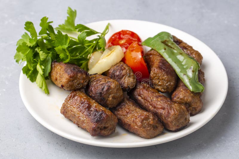Turkish Tekirdag or Inegol Kofte with Piyaz Salad Stock Photo - Image ...