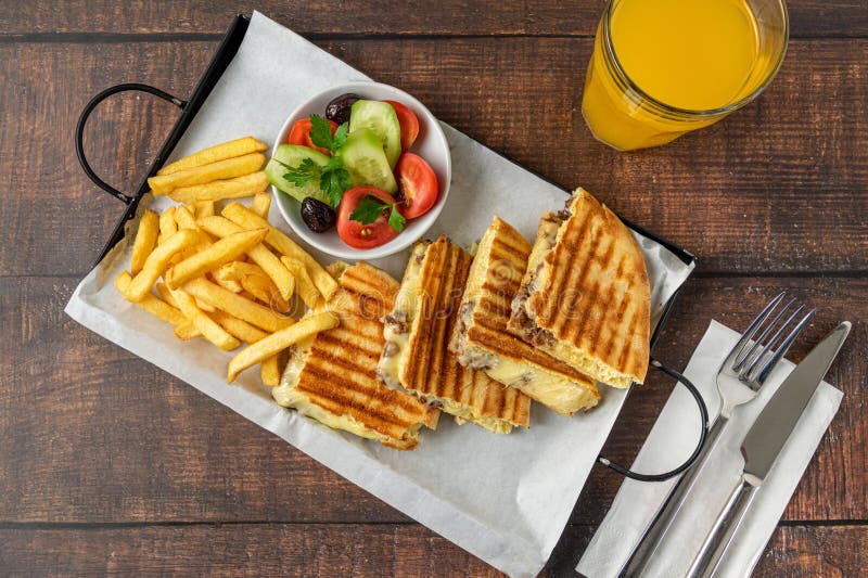 Turkish Toast, Mixed Toast with Cheddar Cheese, Sausage and Ham, with ...