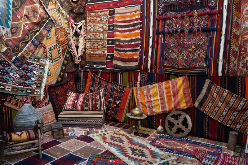 Turkish Traditional Antique Carpets Interior Stock Image - Image of ...