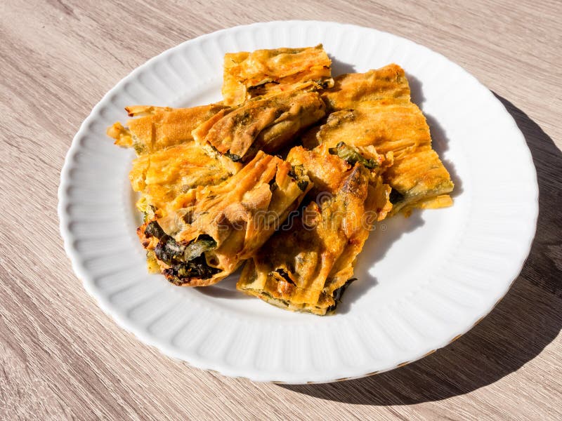 Turkish Traditional Borek with Spinach and Cheese Stock Image - Image ...