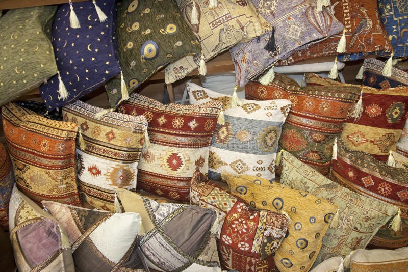 Turkish Traditional Cushions at Grand Bazaar in Istanbul, Turkey Stock ...