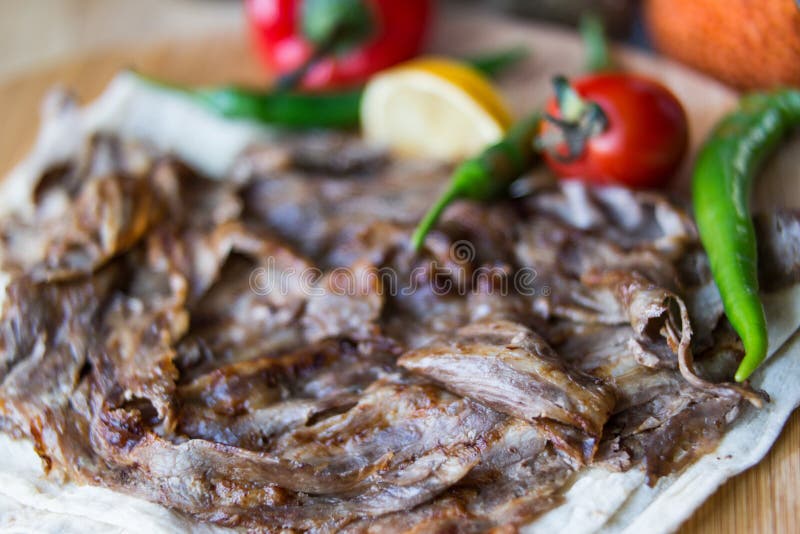 Turkish Traditional Doner Portion Stock Photo - Image of lamb, pita ...