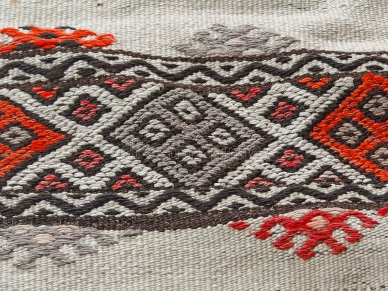 Turkish Traditional Kilim, Geometric Patterns Stock Image - Image of ...