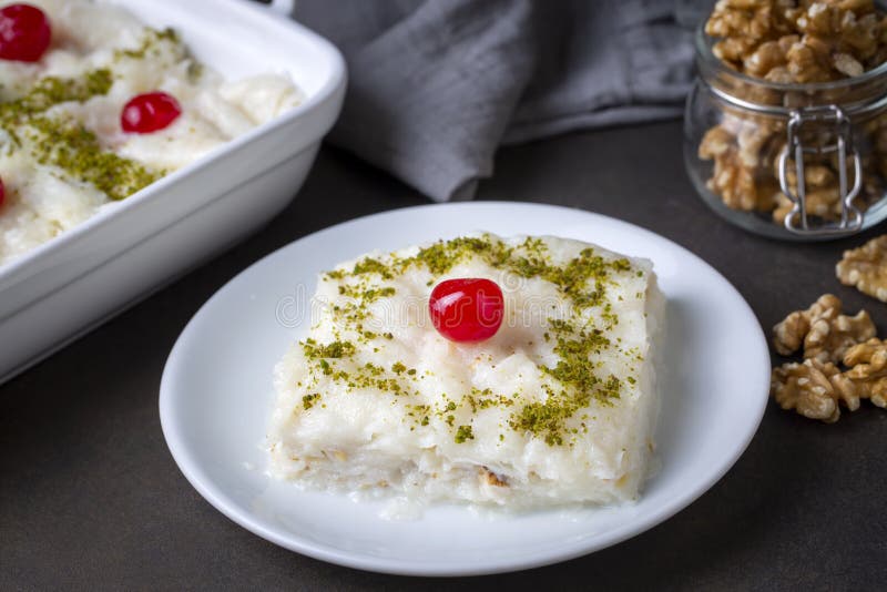 Turkish Traditional Ramadan Dessert Gullac Stock Image - Image of table ...