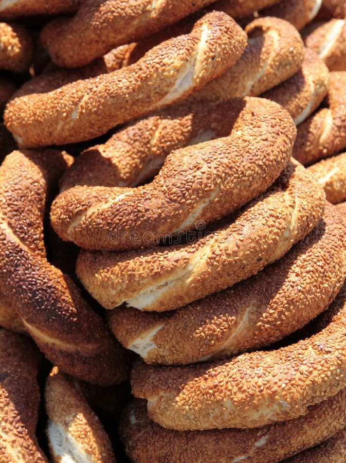 Turkish Traditional Sesame Bagels Stock Photo - Image of grain, bench ...