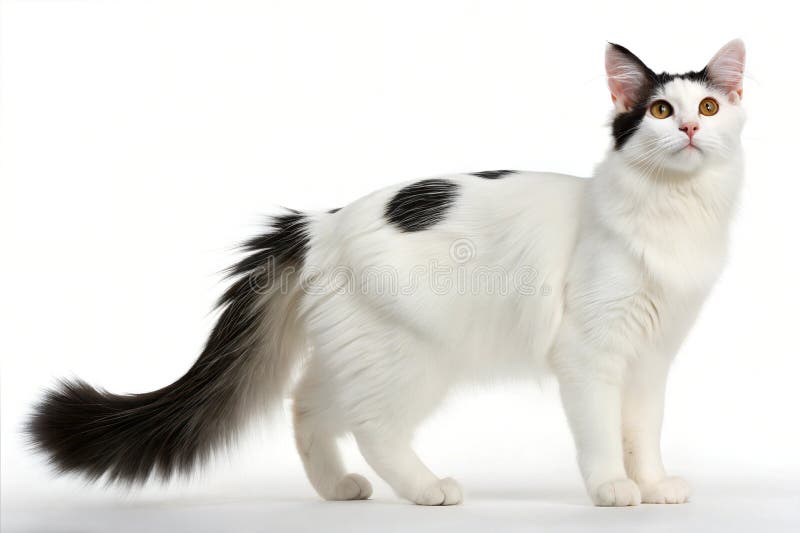 Turkish Van Cat Standing on White Background. Turkish Van Cat Portrait ...