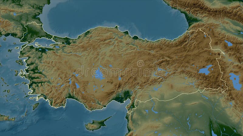 Turkiye outlined. Physical stock illustration. Illustration of planet ...