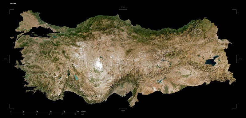 Turkiye Shape on Black. Low-res Satellite Stock Illustration ...