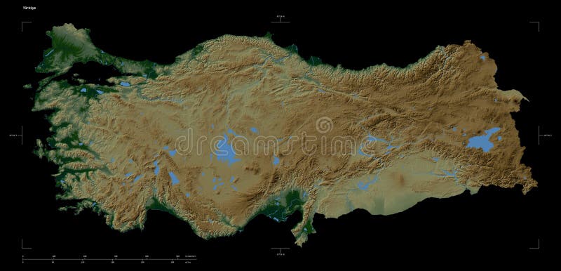 Turkiye Shape on Black. Physical Stock Illustration - Illustration of ...