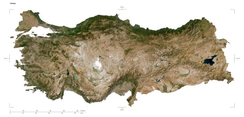 Turkiye Shape on White. Low-res Satellite Stock Illustration ...