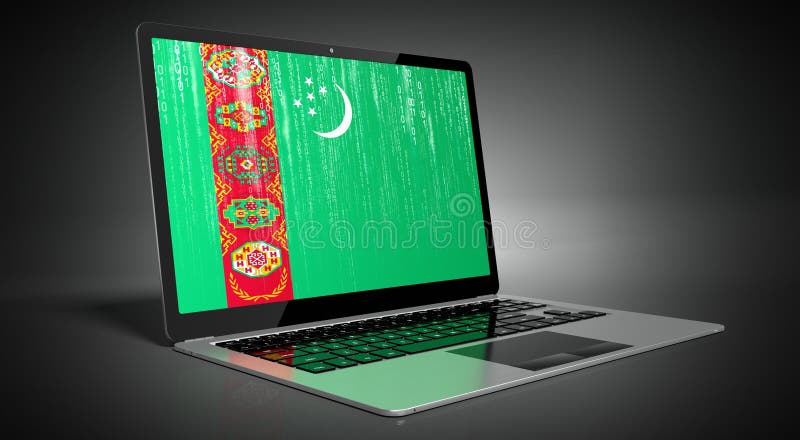 Turkmenistan - Country Flag and Binary Code on Laptop Screen Stock ...