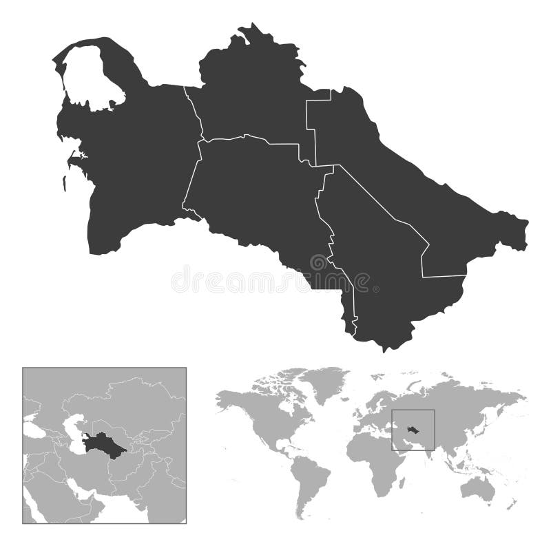 Turkmenistan - Detailed Country Outline and Location on World Map ... Turkmenistan - Detailed Country Outline and Location on World Map ...