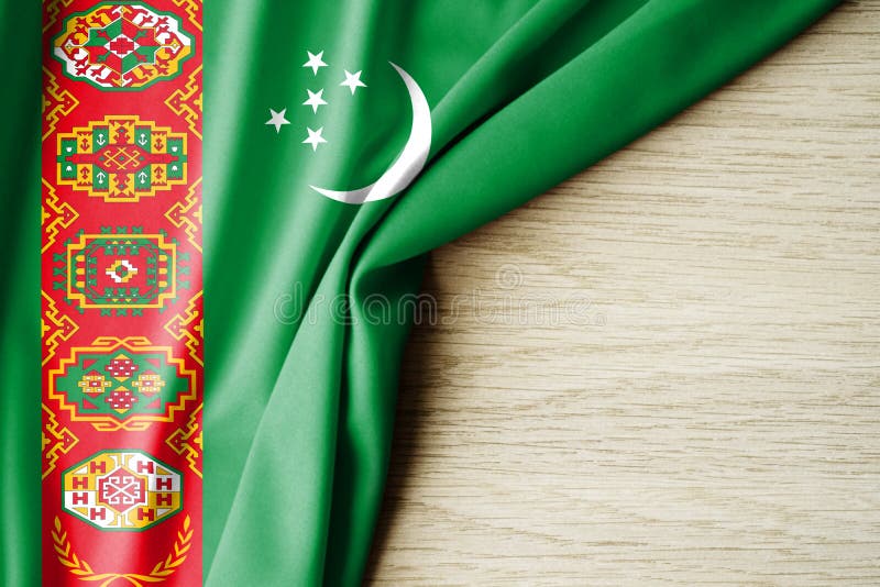 Turkmenistan Flag. Fabric Pattern Flag of Turkmenistan. 3d Illustration ...