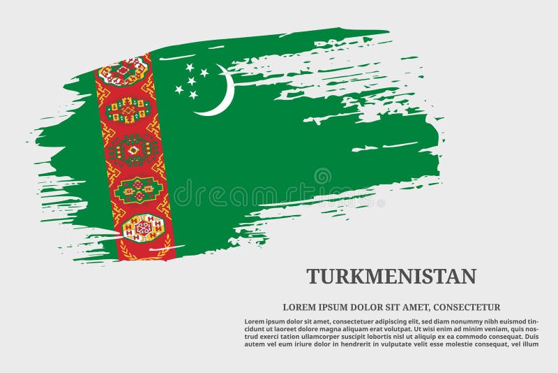 Turkmenistan Flag Grunge Brush and Poster, Vector Stock Vector ...