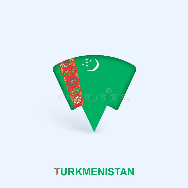 Turkmenistan Flag Map Pointer Design with Shadow Stock Vector ...