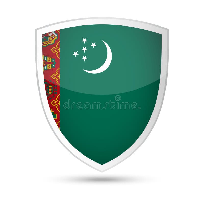 Turkmenistan Flag Vector Shield Icon Stock Illustration - Illustration ...