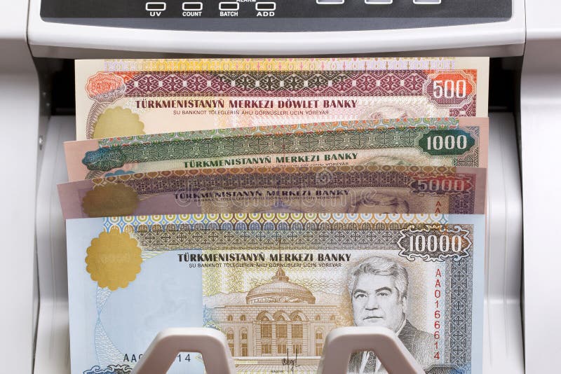 Turkmenistani Manat in the Counting Machine Stock Photo - Image of ...