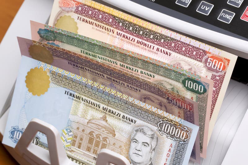 Turkmenistani Manat in the Counting Machine Stock Photo - Image of ...