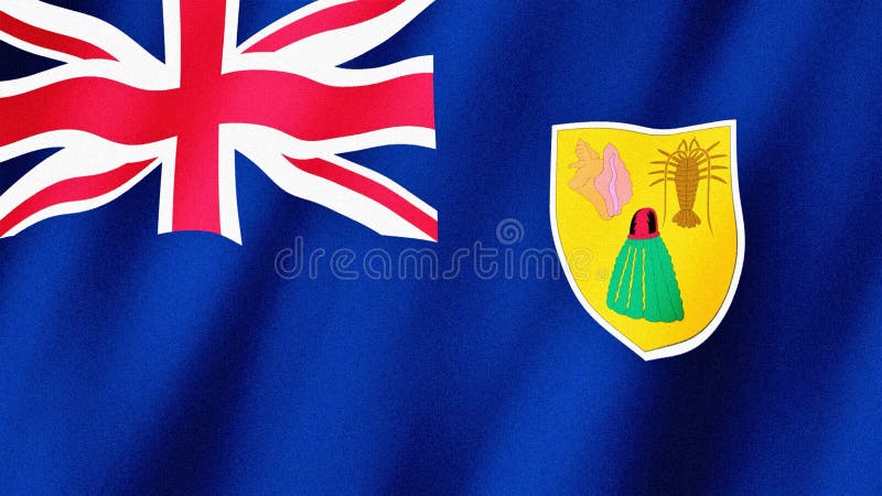 Turks and Caicos Islands Flag Waving in the Wind. Flag of Turks and ...