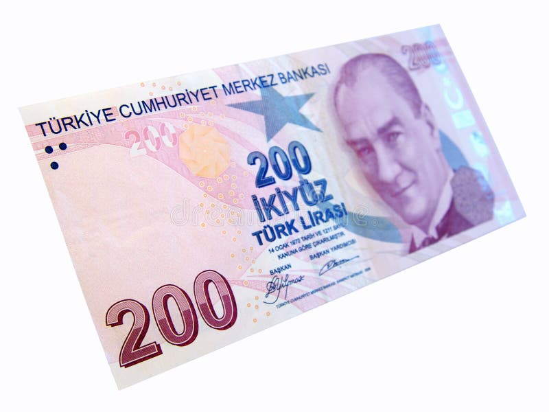 200 Turkse Lira - Biljet Op Wit Stock Afbeelding - Image of turks ...
