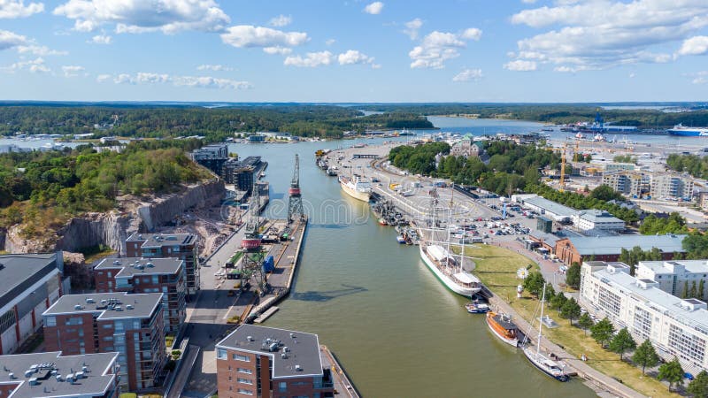 Aerial View on Turku Harbour Editorial Stock Image - Image of pier ...
