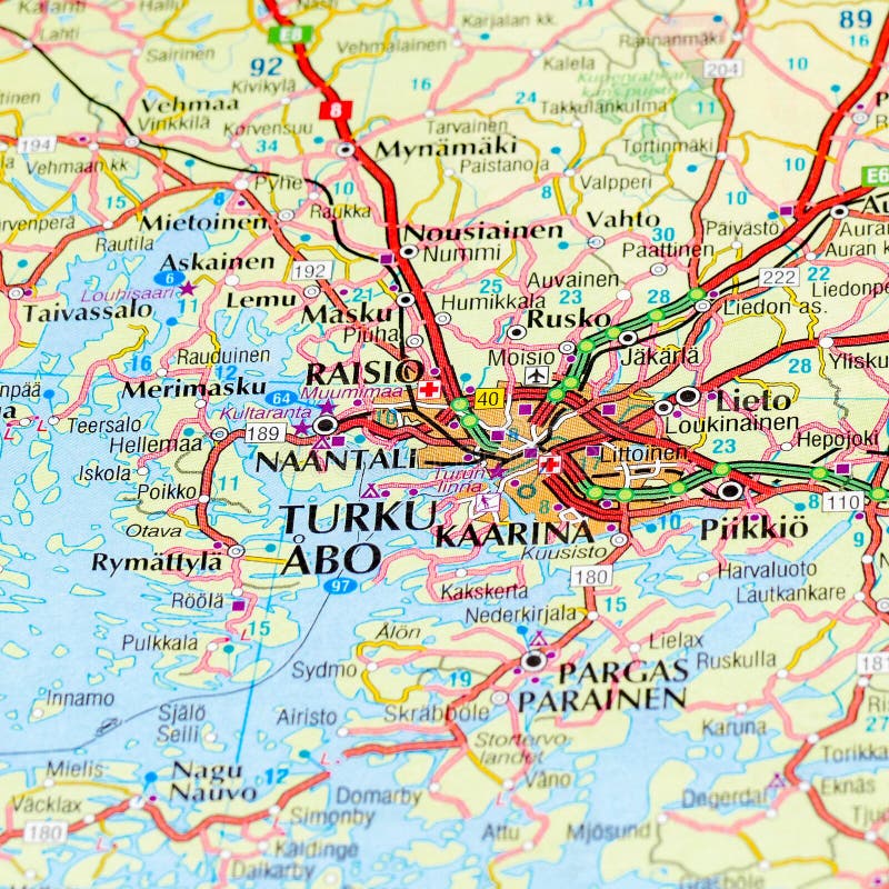 Turku on a map stock image. Image of city, planet, finland - 111162301