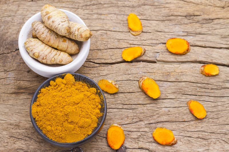 Turmeric in Bowl on Table, Top View Stock Photo - Image of objects ...