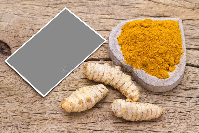 Turmeric in Bowl on Table, Top View Stock Photo - Image of herbal ...
