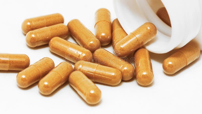 Turmeric Capsule Supplements for Health Stock Photo - Image of food ...