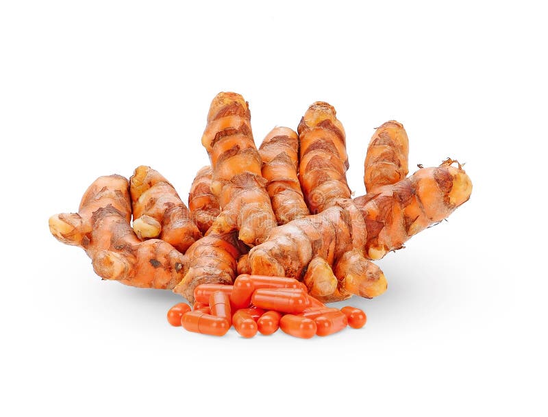 Turmeric Capsule Top View on White Background Stock Image - Image of ...