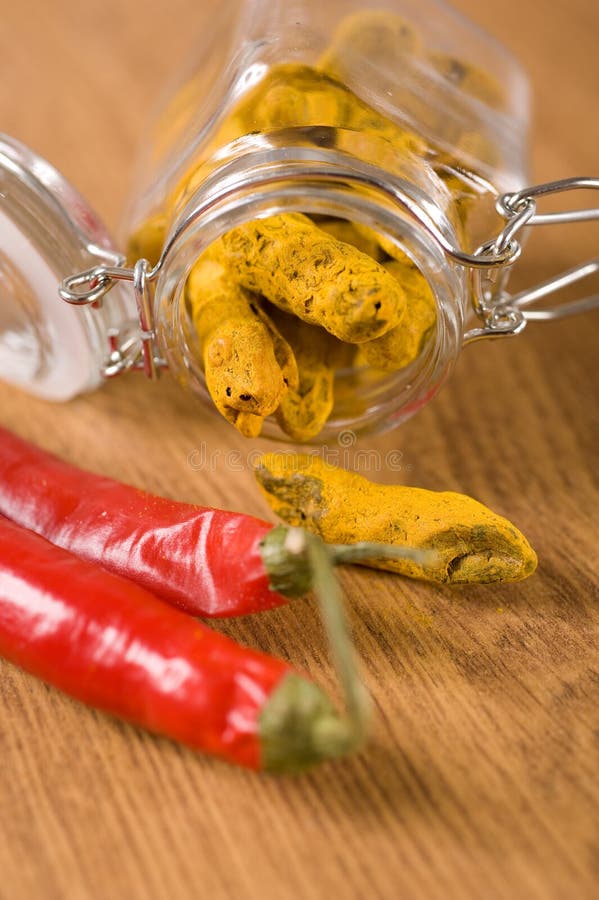 Turmeric and chili pepper stock photo. Image of golden - 22804728