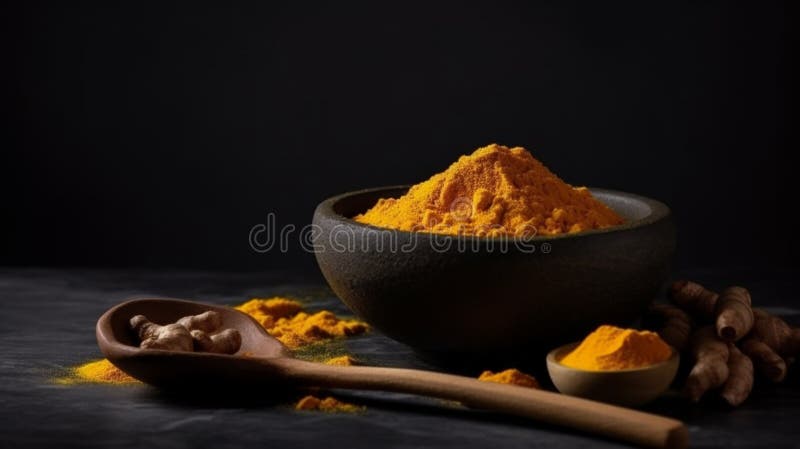 Turmeric (curcumin) Powder and Fresh Rhizome with Turmeric Plant ...
