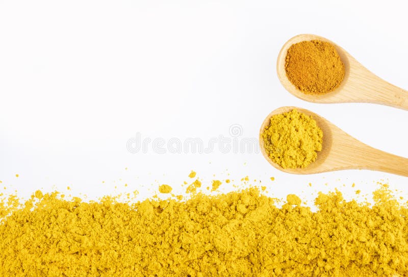 Turmeric and Curry Organic Powder - Top View Stock Photo - Image of ...
