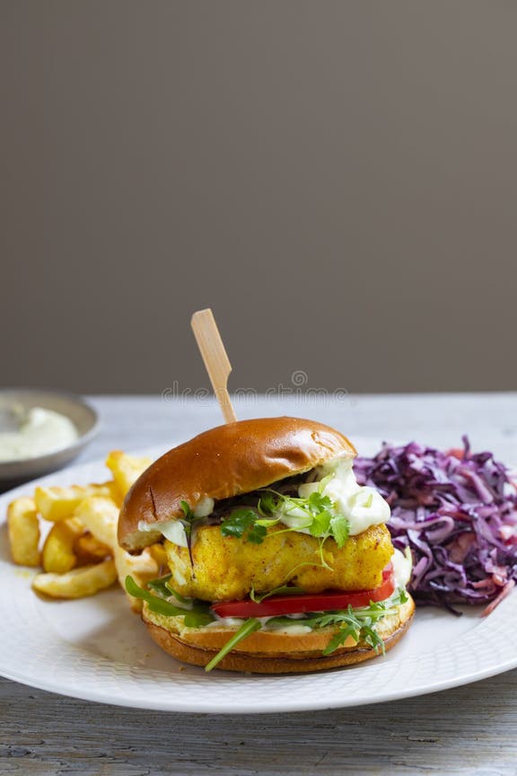 Cod fish burger stock photo. Image of herbs, snack, home - 187805598