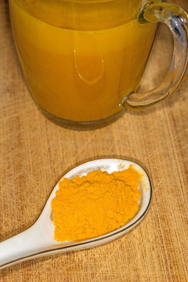 Turmeric Milk and Turmeric Powder Stock Photo - Image of spice, fitness ...
