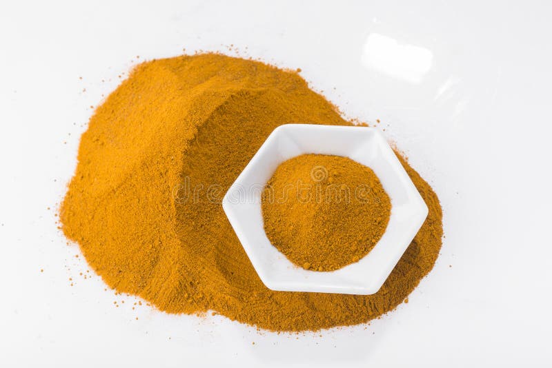 Turmeric Powder in Container Stock Photo - Image of food, aromatic ...