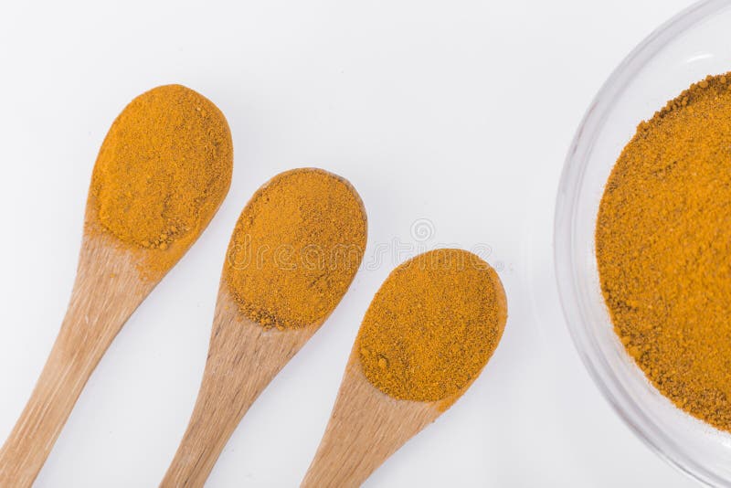 Turmeric Powder in Container Stock Photo - Image of isolated, heap ...