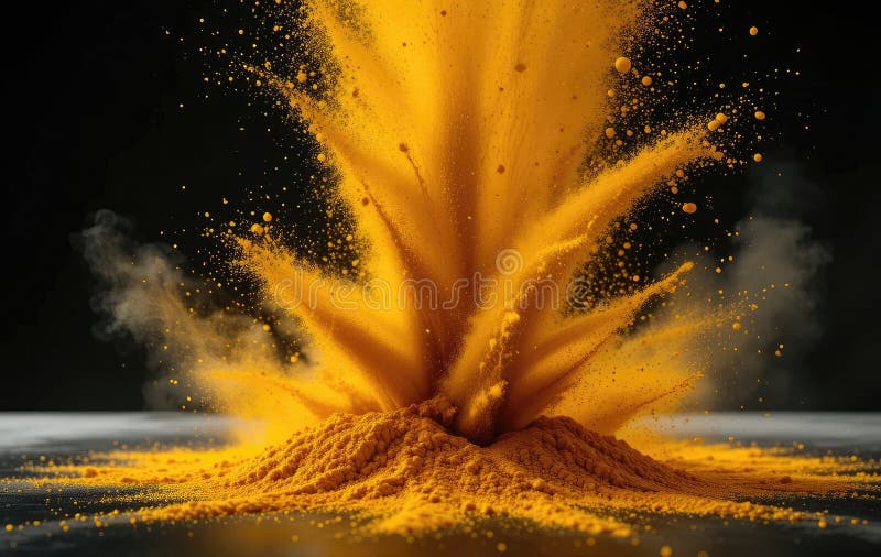 Turmeric Powder Exploding in Golden Cloud Creates Dramatic Food Still ...