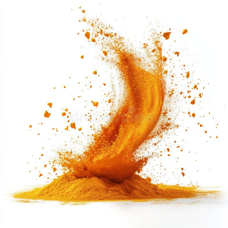 Turmeric Powder Explosion on White Background Showcasing Dynamic Motion ...