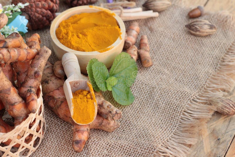 Turmeric Powder and Fresh Turmeric for Health. Stock Image - Image of ...