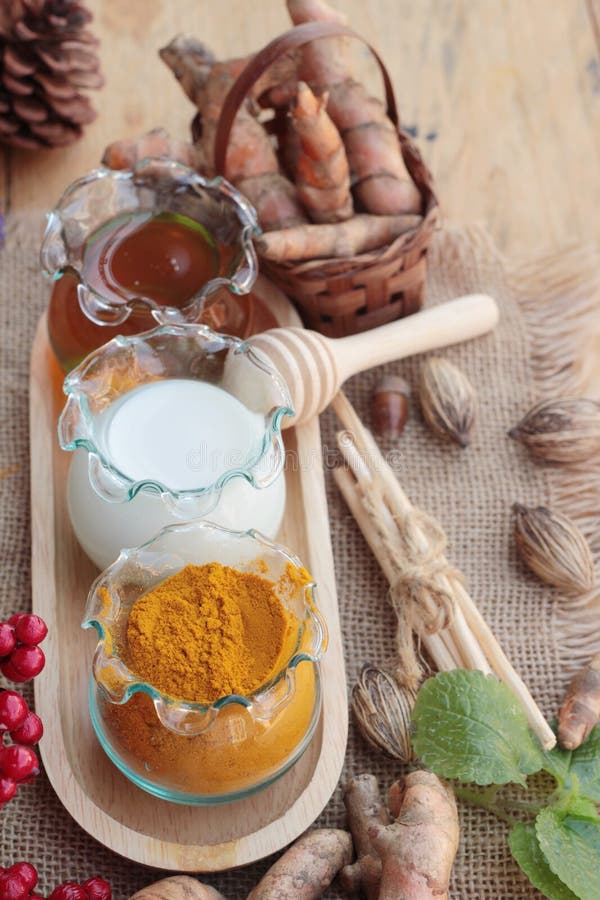 Turmeric Powder with Honey and Milk for Scrub. Stock Photo - Image of ...