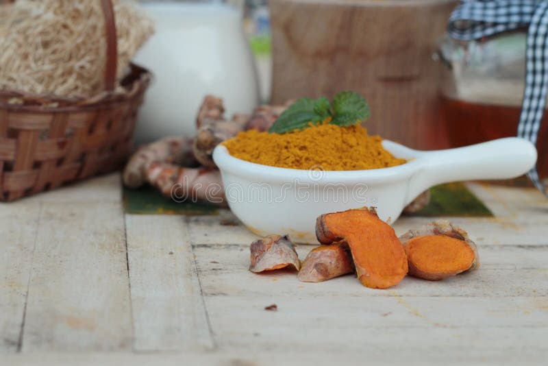 Turmeric Powder with Honey and Milk for Scrub. Stock Photo - Image of ...