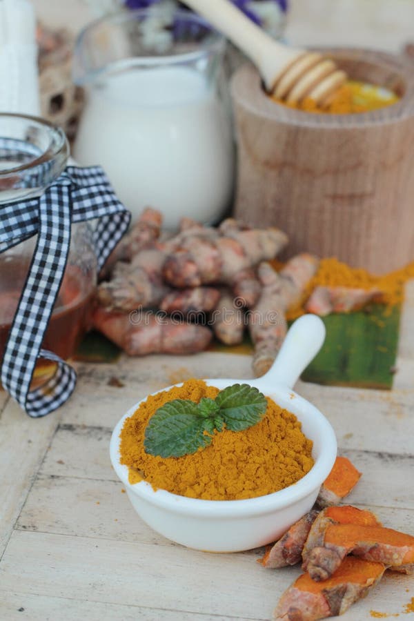 Turmeric Powder with Honey and Milk for Scrub. Stock Photo - Image of ...
