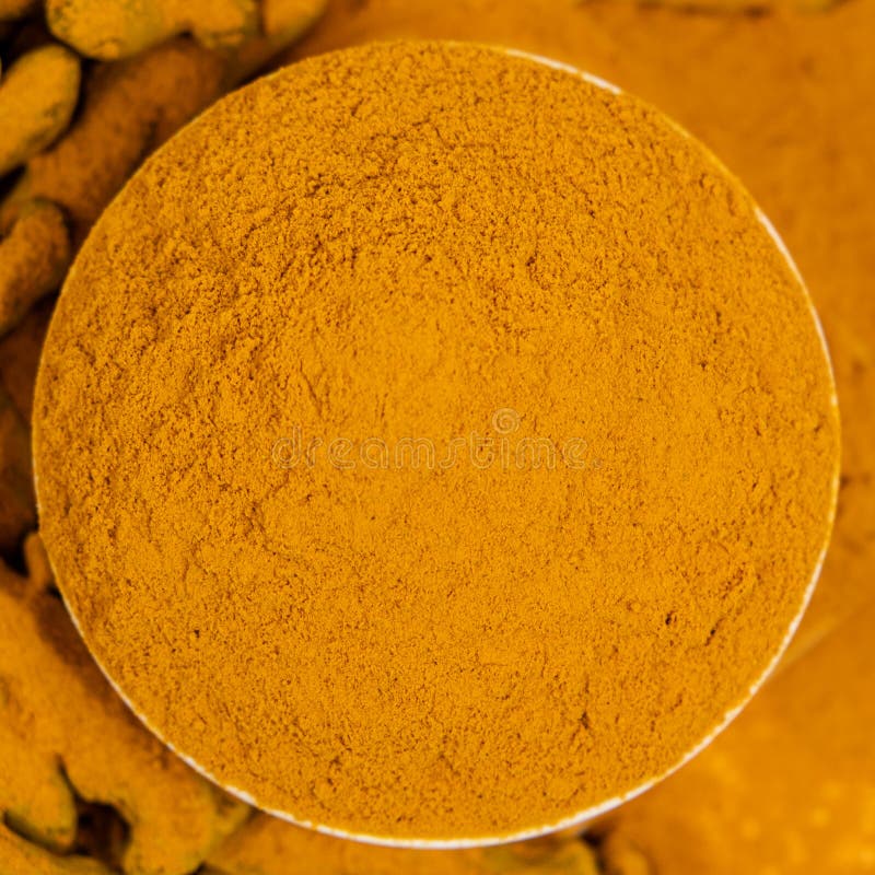 Turmeric Powder, Spices and Dried Root Top View Stock Photo - Image of ...